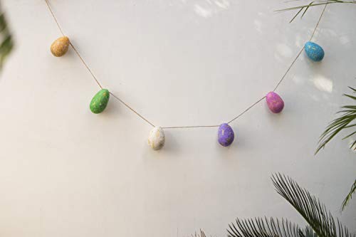 De Kulture Handmade Premium Wool Felt Easter Stuffed Egg Garland Eco Friendly Eastertide Wall Hanging Home Office Wedding Party Holiday Decoration Banner |48 Inch