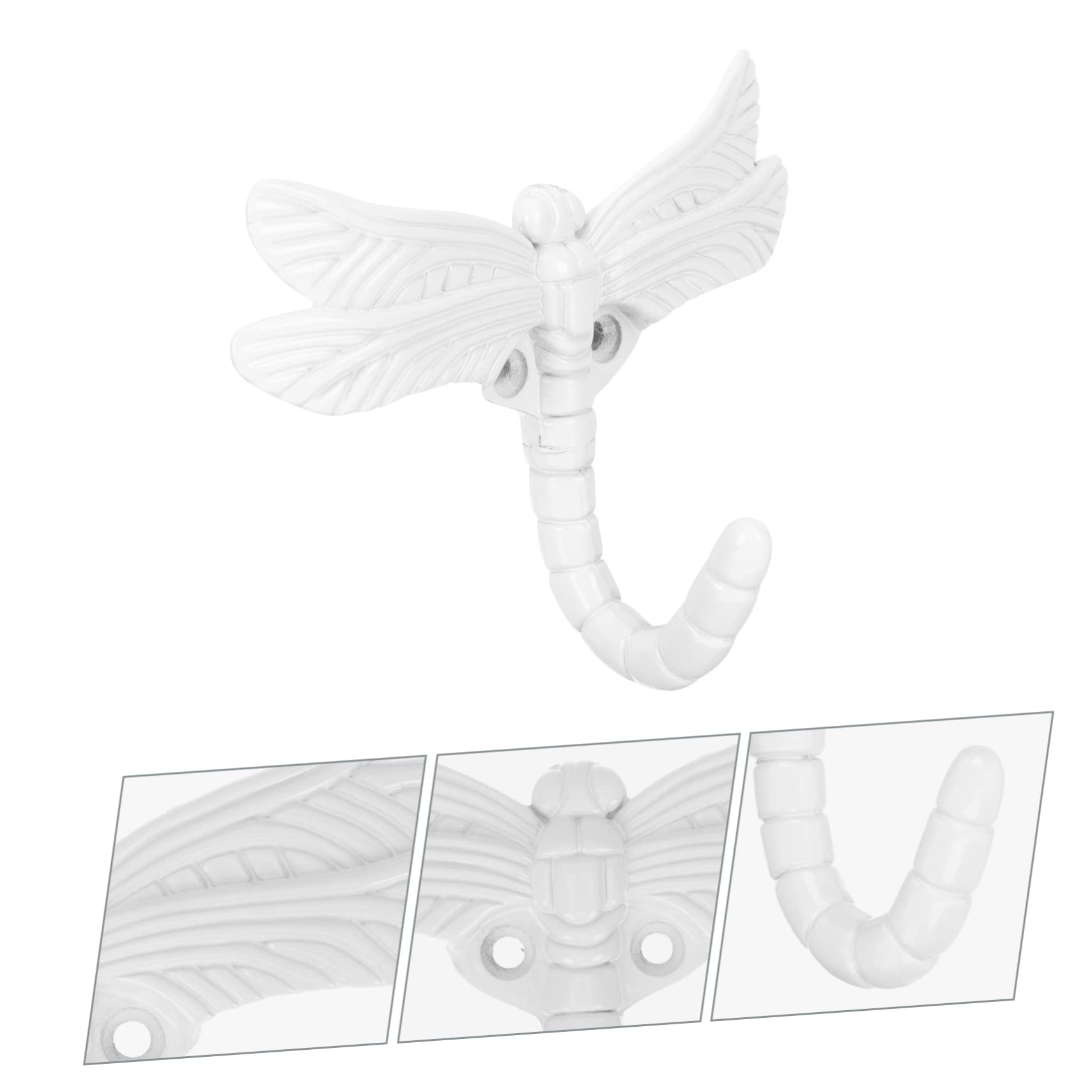 Cabilock 1 Set Dragonfly Hook Jacket Hooks Wall Mount Hooks Things Dragonfly Wall Art Key Hooks Home Storage Hooks Towel Rack Robe Hook Hanger Cute Wrought Iron White