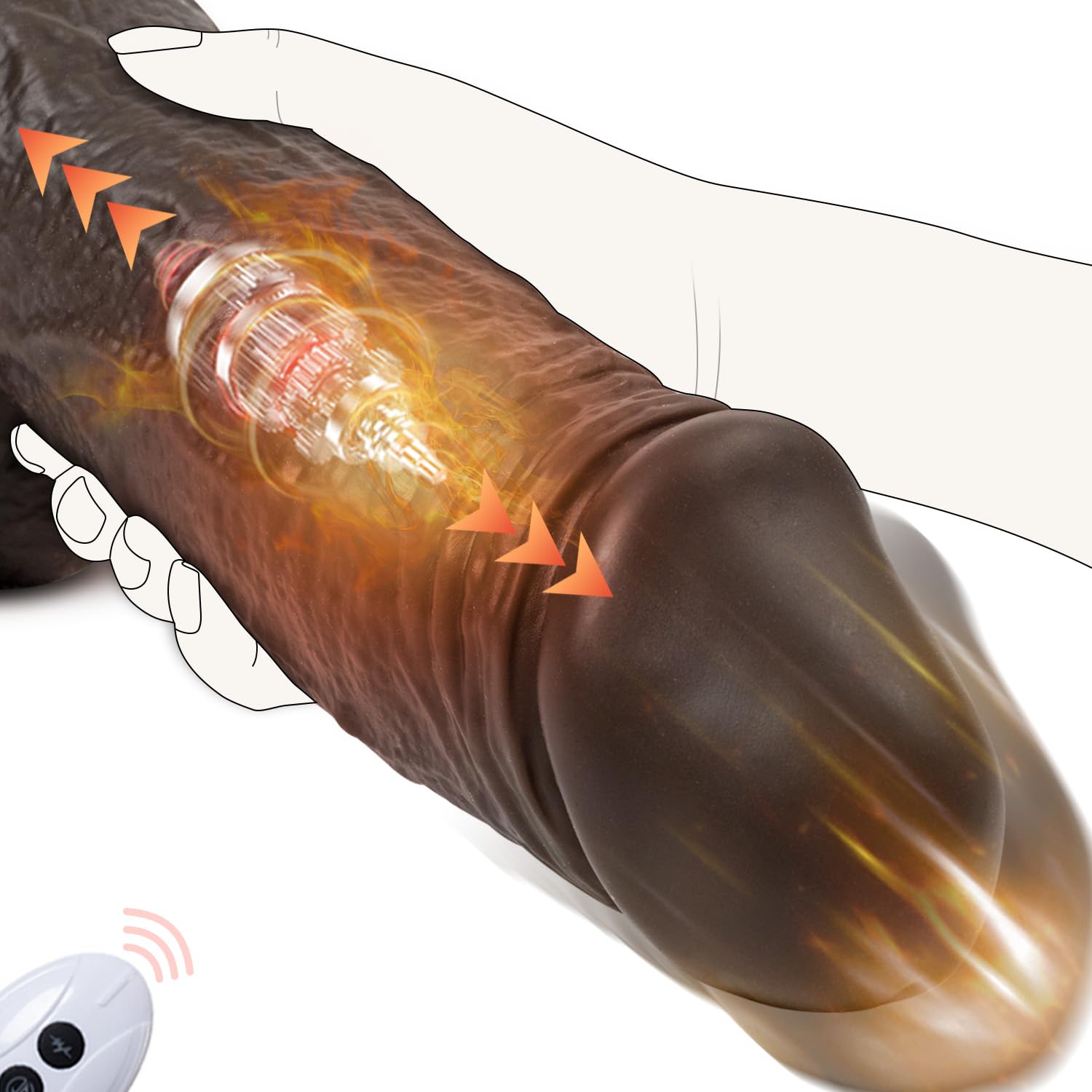 7.41" Large Girth Black Thrusting Dildo, Big Glans Realistic Dildo with Thrusting & Vibration & Heating, Huge Thick Anal Dildo Adult Sex Toy for Men, Big Size G spot Dildo Vibrator for Women Pleasure