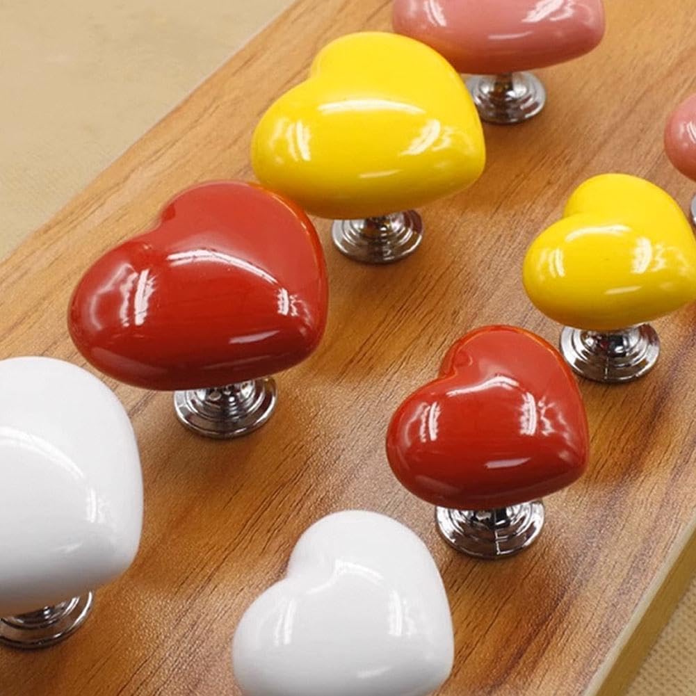 Toilet button press top toilet button flush replacement heart-shaped toilet button creative heart-shaped toilet tank button drawer handle door handle home decoration (red)