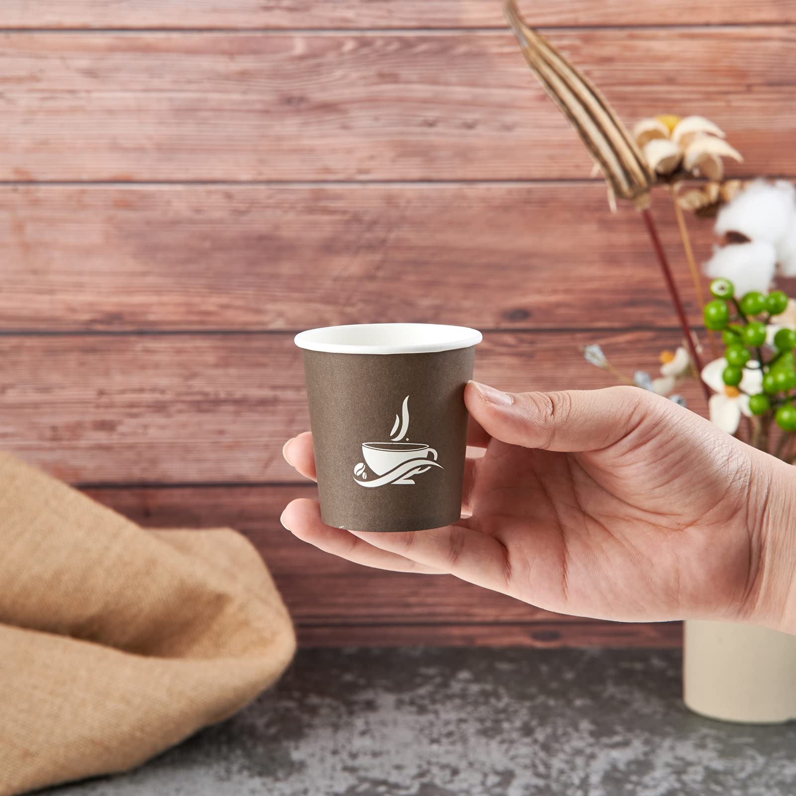 LITOPAK 500 Pack 4 oz Paper Cups, Brown Disposable Hot Coffee Cups for Party, Picnic, Travel, and Events
