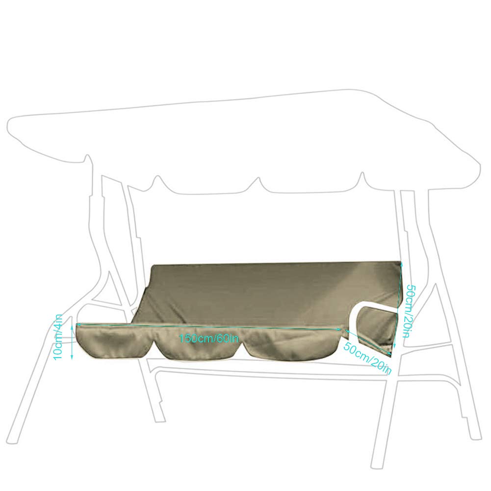 Waterproof Patio 3 Person Swing Cushion Cover Set Replacement,Foldable Durable Cloth Easy Installation and Disassembly59.1 x 19.7 x 3.9in(Beige)
