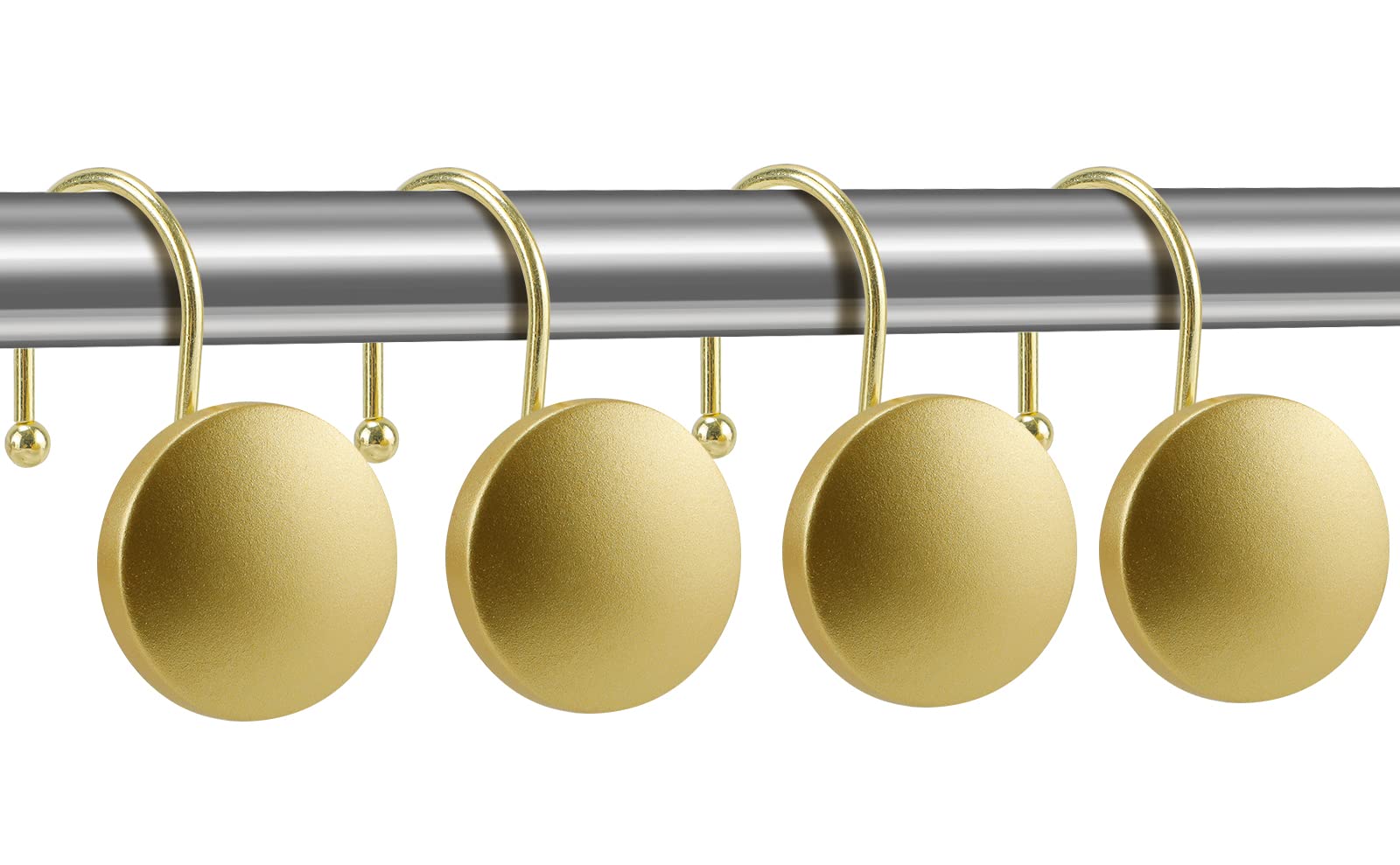 Decorative Shower Curtain Hooks, Simple Modern Style Round Flat-Back Button Design for Bathroom Decor, Gold