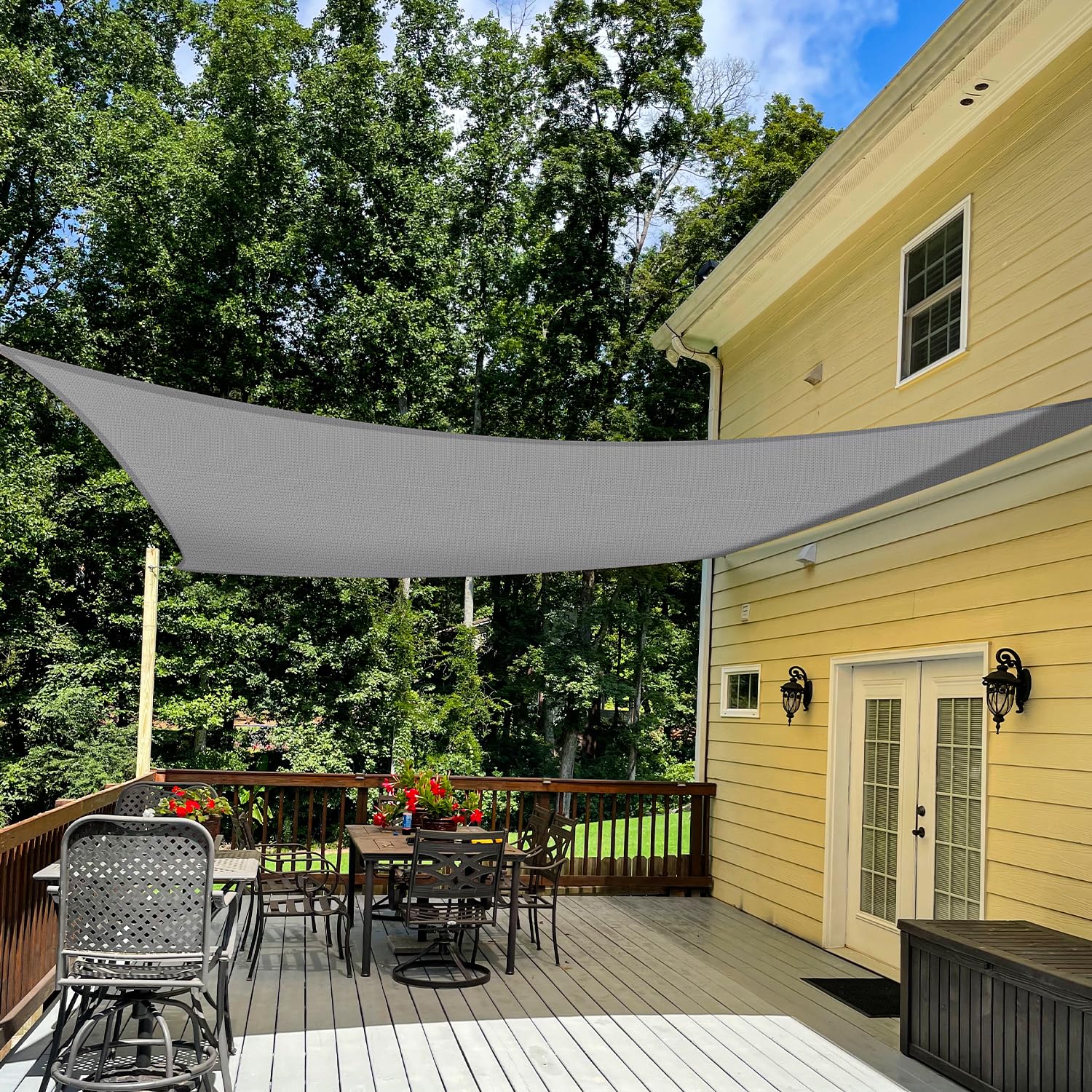 TANG Sunshades Depot 6x6 Feet Sun Shade Sail Square Canopy Shade Cover UV Block for Backyard Pergola Porch Deck Garden Patio Outdoor Activities Gray