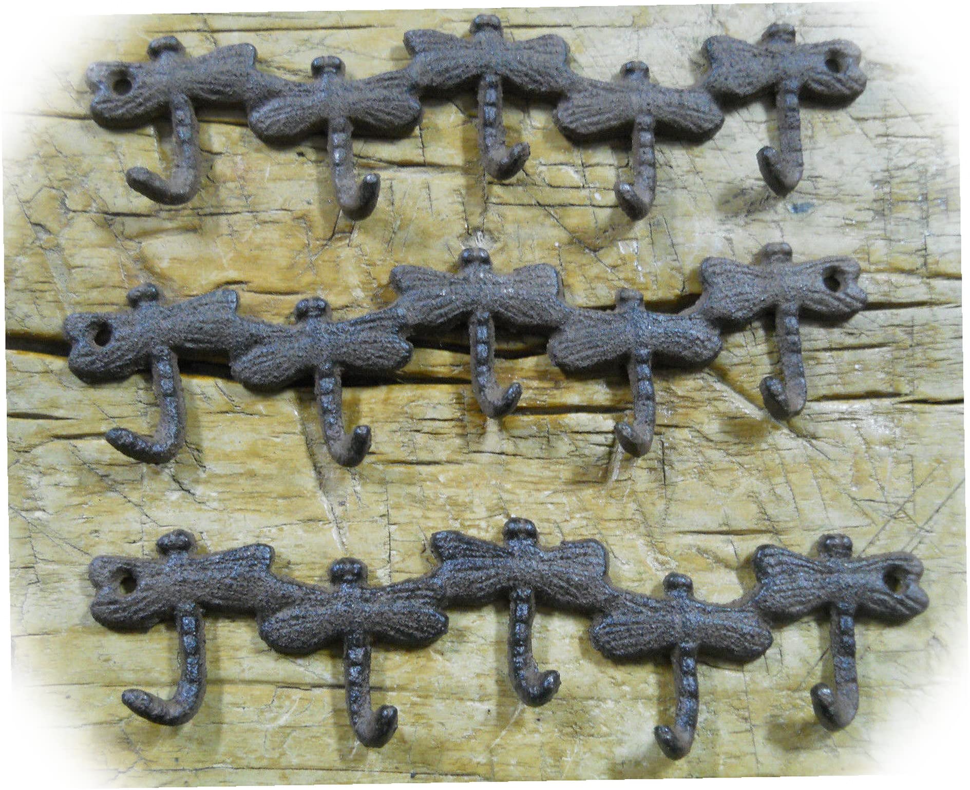 New 3 Cast Iron Dragonfly Towel Coat Hooks Hat Hook Key Rack Rustic Brown Finish Timeless Elegant Decorative Indoor/Outdoor Cast Iron Decor XLIM0S00270