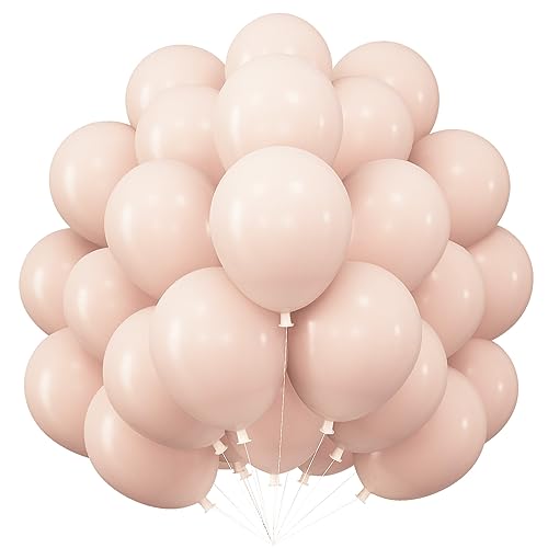 Double Stuffed Blush Balloons 50 Pack Cream Beige Party Balloons, Blush Pink Nude Latex Helium Balloons Set Pastel Peach Balloon for Birthday Boho Wedding Bridal Shower Engagement Party Decorations