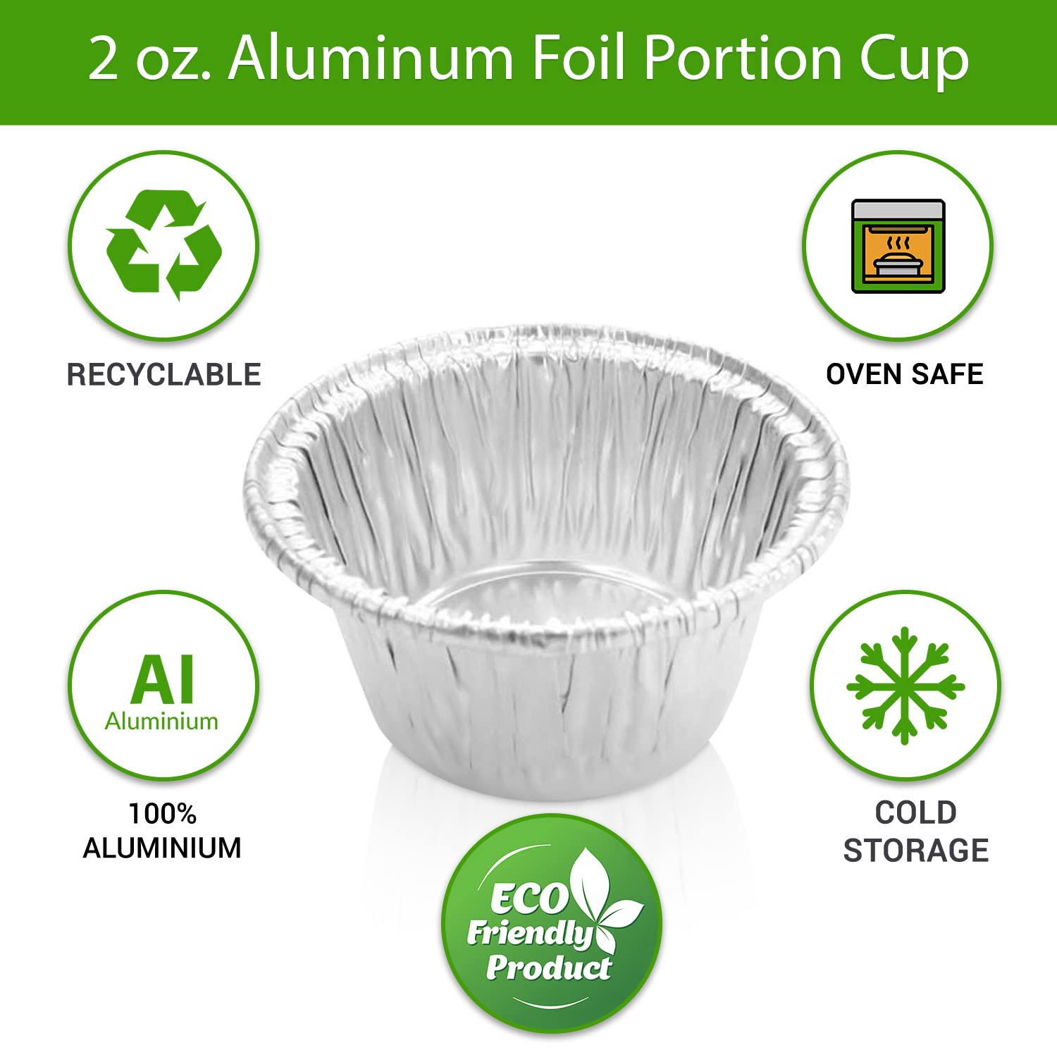 KitchenDance Disposable Aluminum Ramekins Souffle Foil Cups - 2 Ounces Round Individual Baking Cup Perfect for Home, Bakeries, Restaurants - Great for Parties and Catering, S220, 500 Count
