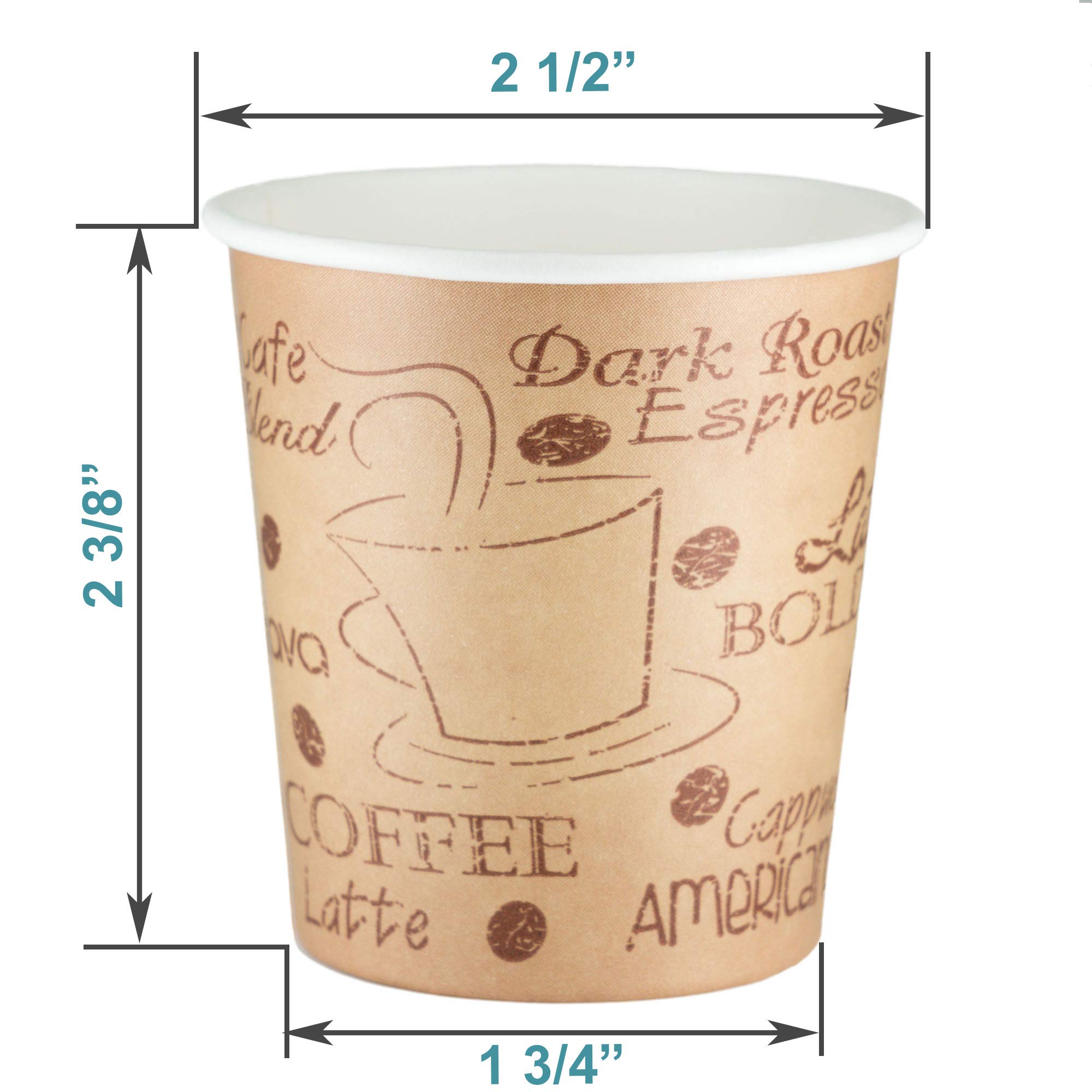 ECODESIGN-US 4 Ounce Disposable Espresso Paper Cups with Black Lids - 50 Sets - Print - Small Portion Sample Shots (50, print)