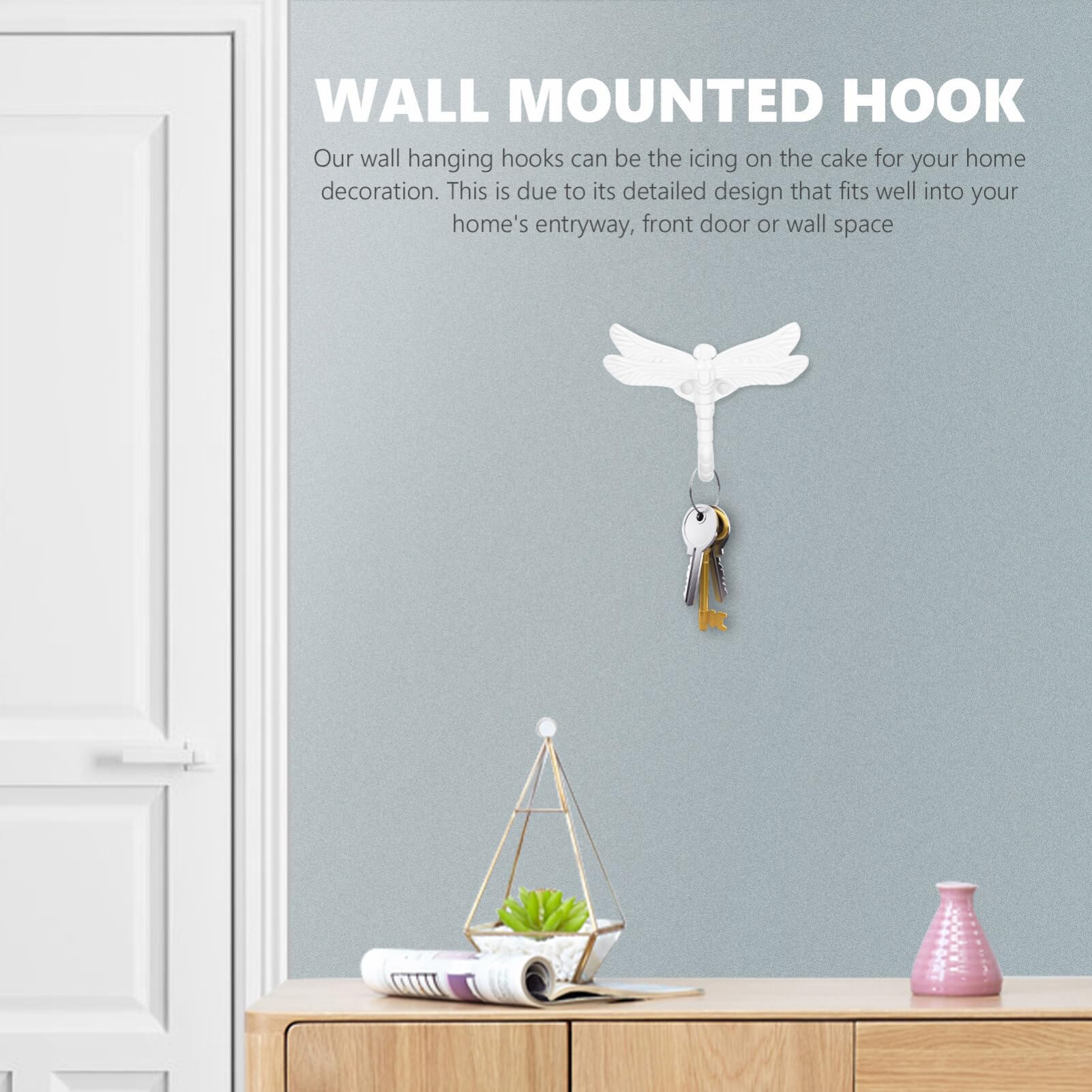 Zerodeko 1 Set Dragonfly Hook Decor Animal Coat Hangers Retro Keychain Metal Clothing Rack Heavy Duty Hook Wall Mounted Hanger Home Wall Hook Key Hanging Hook Aisle White Delicate