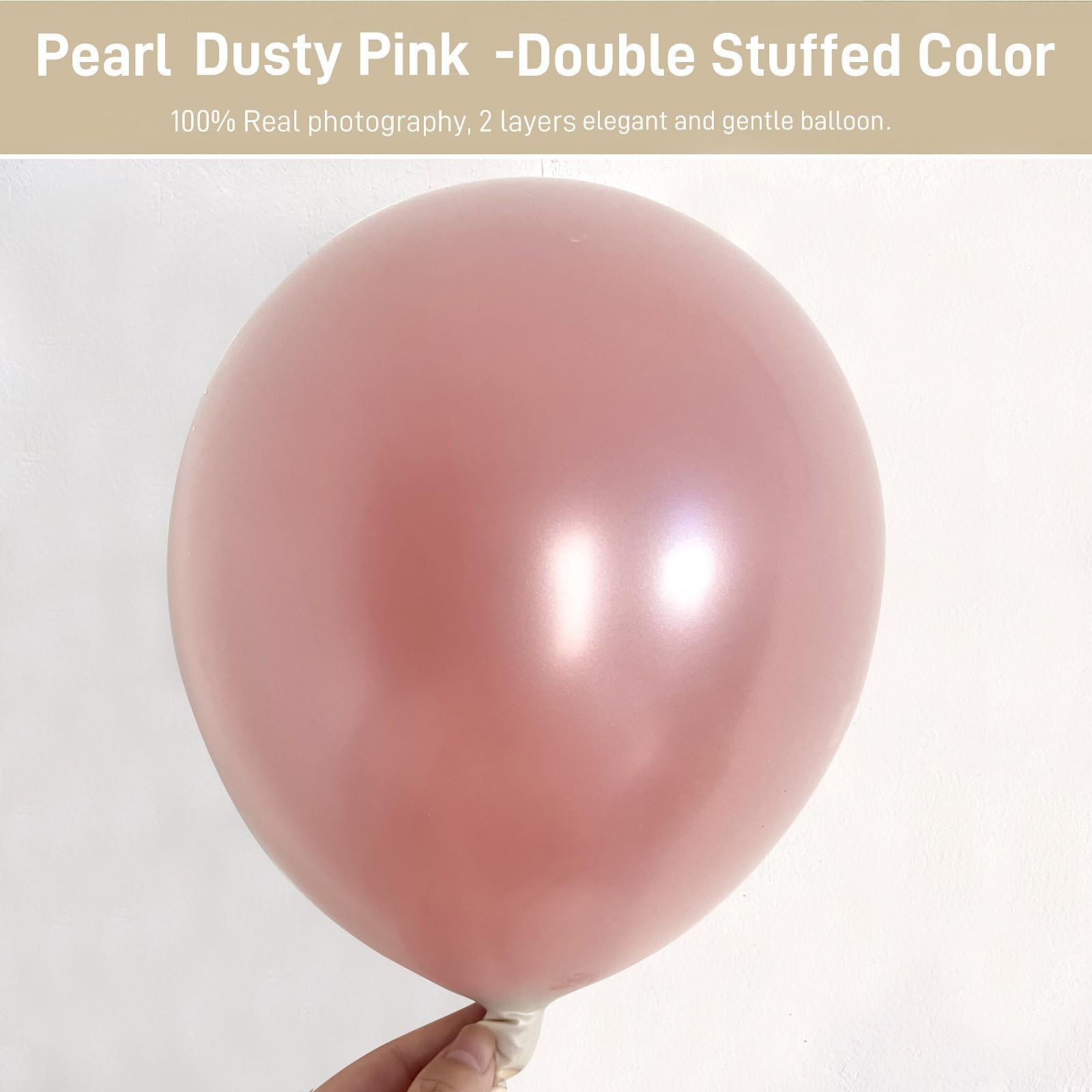 Pearl White Pink Double Stuffed Balloons Garland White Sand Rose Gold Balloon Arch Kit Different Sizes for Baby Shower Birthday Wedding Party Decorations