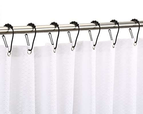 Black Shower Curtain Hooks Rings, Rust Proof Shower Curtain Rings for Bathroom, ZESLMG Decorative Shower Hooks Hangers for Shower Curtain Rod,Set of 12