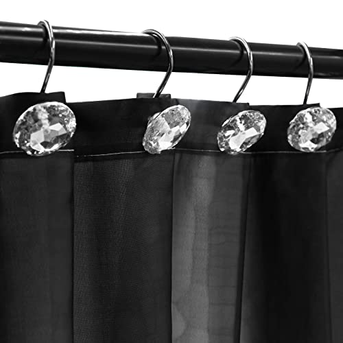 Gibelle Shower Curtain Hooks, Diamond Shaped Shower Curtain Rings Hooks for Bathroom Curtains Rod, Acrylic Decorative Rhinestones Bling Rolling Bathroom Accessories Set of 12, Clear