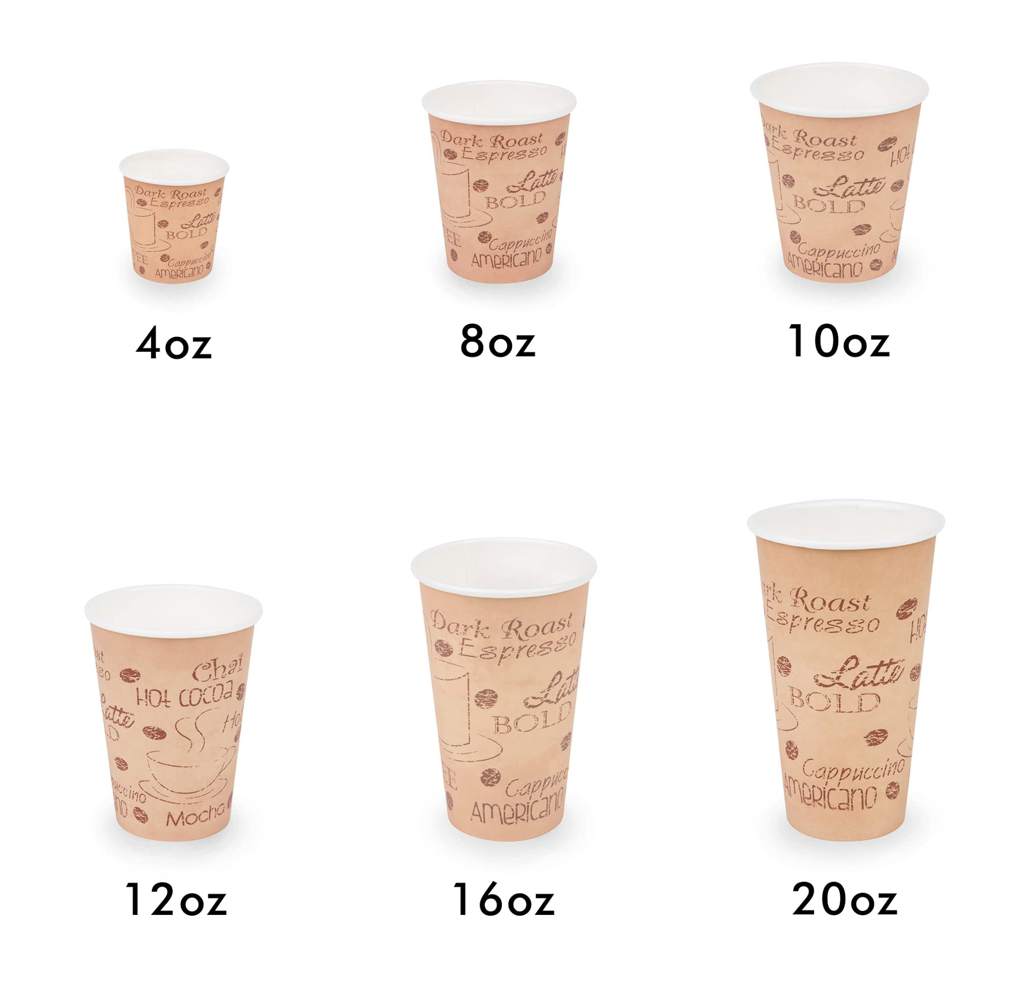 ECODESIGN-US 4 Ounce Disposable Espresso Paper Cups with Black Lids - 50 Sets - Print - Small Portion Sample Shots (50, print)