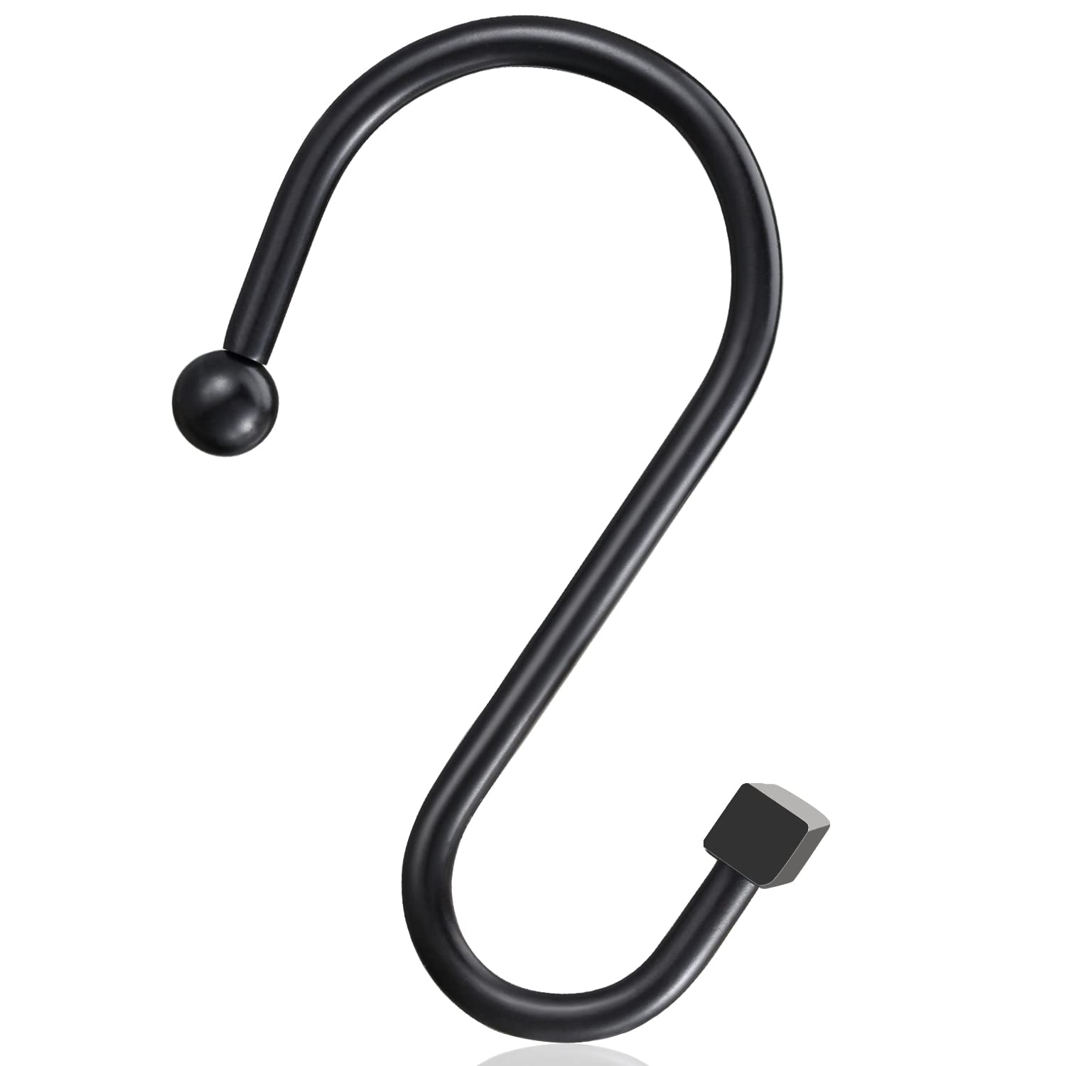 Black Shower Curtain Hooks, Rust Proof Shower Curtain Rings for Bathroom, CHICTIE Modern Metal Decorative Shower Hooks Hangers for Shower Curtain Rod, Square T Bar Shape Set of 12