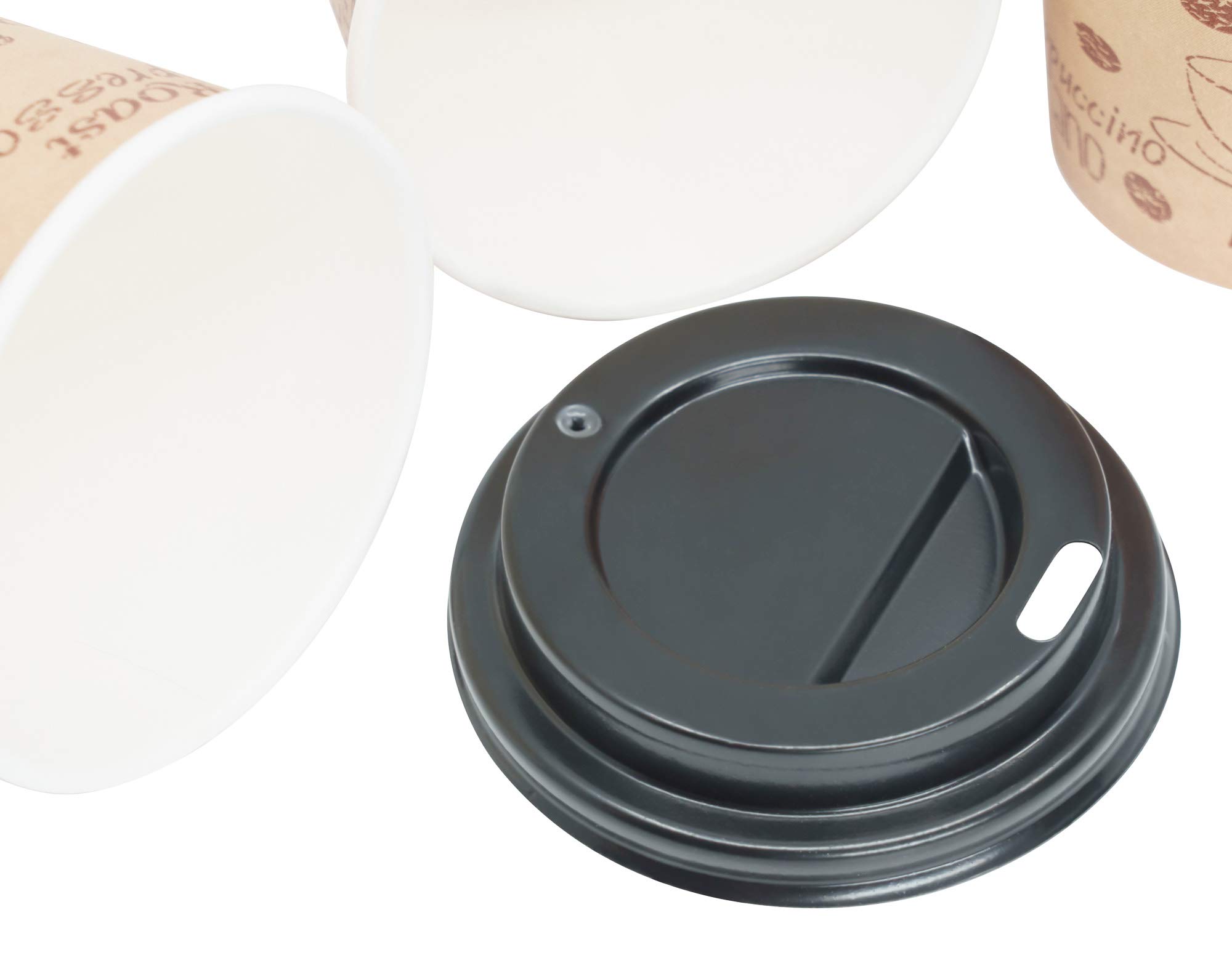 ECODESIGN-US 4 Ounce Disposable Espresso Paper Cups with Black Lids - 50 Sets - Print - Small Portion Sample Shots (50, print)