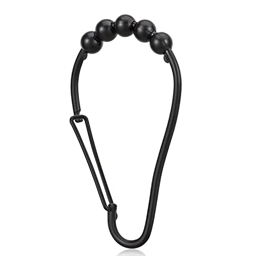 Black Shower Curtain Hooks Rings, Rust Proof Shower Curtain Rings for Bathroom, ZESLMG Decorative Shower Hooks Hangers for Shower Curtain Rod,Set of 12