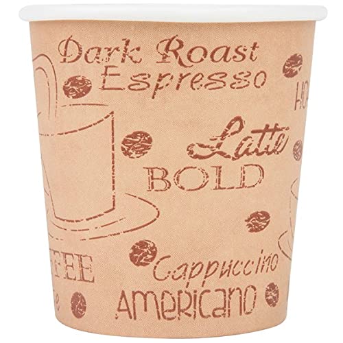 ECODESIGN-US 4 Ounce Disposable Espresso Paper Cups with Black Lids - 50 Sets - Print - Small Portion Sample Shots (50, print)