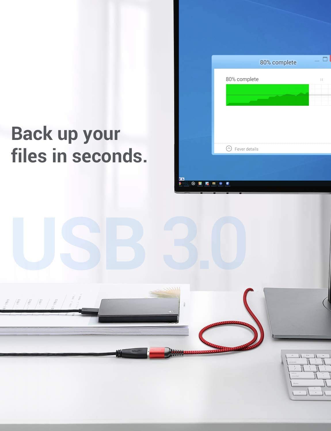 AINOPE USB Extension Cable,USB Extender,USB 3.0 Extension Cable, Male to Female Cord High Data Transfer Compatible with Webcam,USB Keyboard,Flash Drive,Hard Drive,Printer,10FT,Red