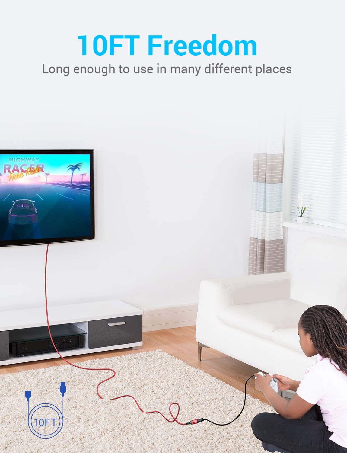 AINOPE USB Extension Cable,USB Extender,USB 3.0 Extension Cable, Male to Female Cord High Data Transfer Compatible with Webcam,USB Keyboard,Flash Drive,Hard Drive,Printer,10FT,Red