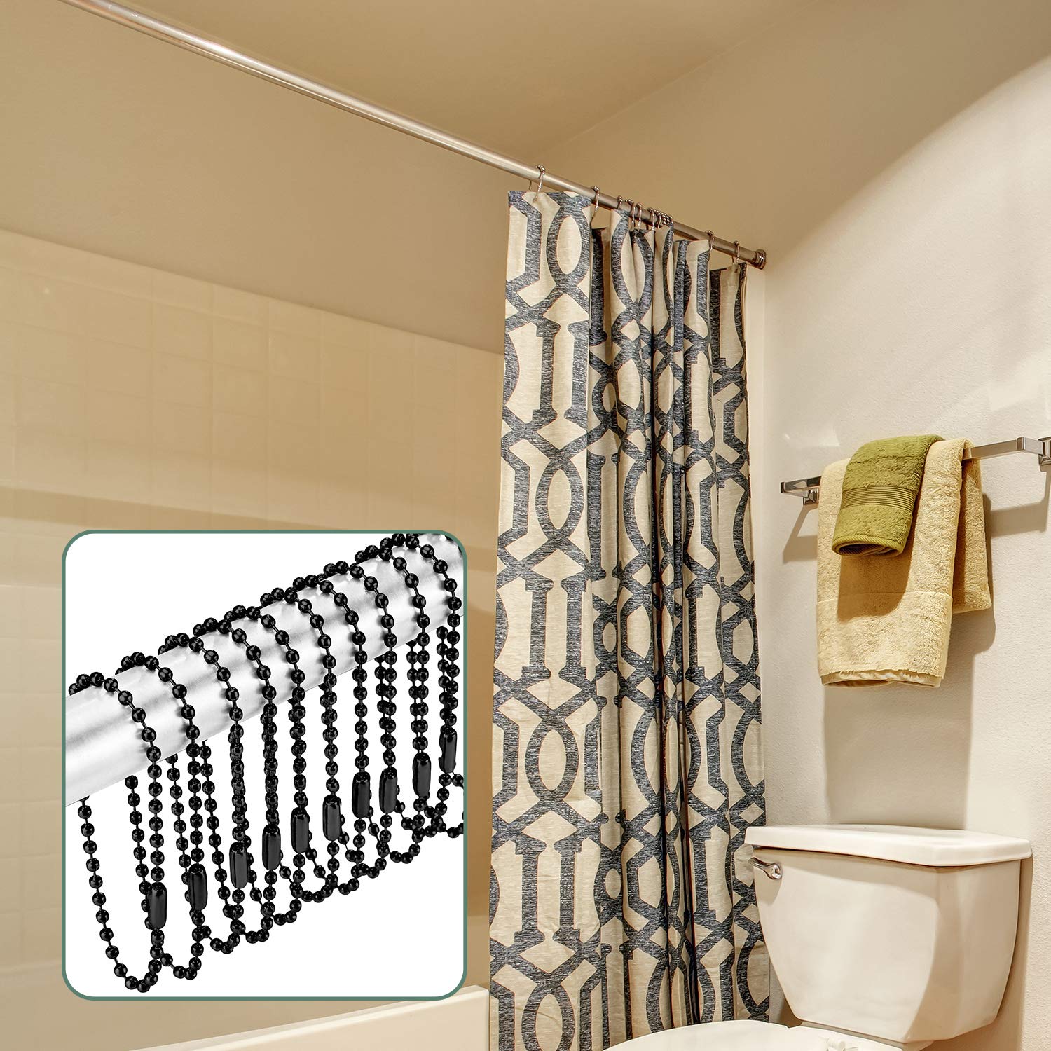 WILLBOND 100 Pieces 6 Inch Black Shower Curtain Hooks Rings Black Ring Hooks for Bathroom Shower Rods Curtains(Black)