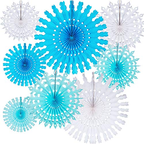 8 Pieces Tissue Paper Snowflakes Hanging Paper Snowflakes Christmas Snowflake Paper Decoration for Birthday Christmas Tree Baby Shower Wedding Home Ornament