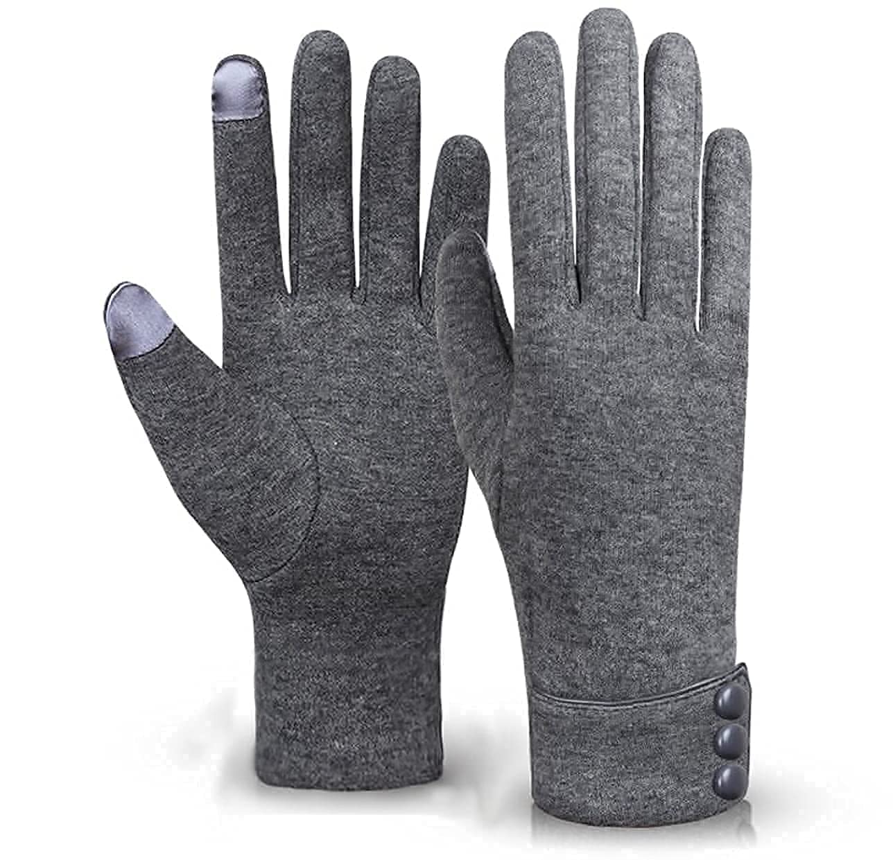 Tomily Womens Touch Screen Phone Fleece Windproof Gloves Winter Warm Wear (Gray)