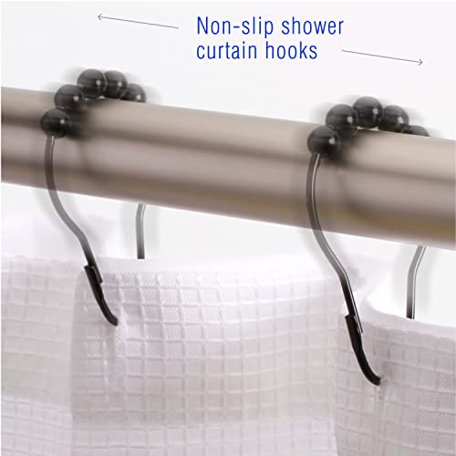2lbDepot Shower Curtain Rings Hooks - Polished Nickel Finish - Premium 18/8 Stainless Steel - Locking Rings with Easy-Glide Rollers - Five Finishes Available - Set of 12 for Shower Rods