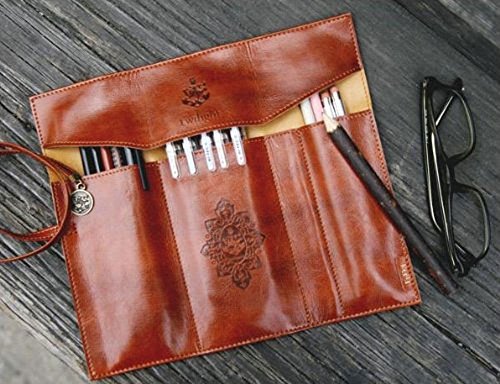 niceEshop(TM) Twilight Retro Bandage Synthetic Leather Pen Bag Pencil Case Makeup Pouch(Dark Brown)