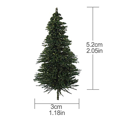 S0805 50PCS Dark Green Pine Model Cedar Trees 2.05inch (52mm) for Model Railroad Scenery Landscape Layout HO N Scale New (2Inch)