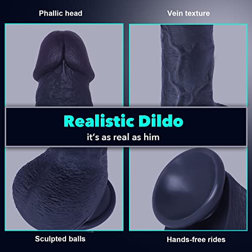 8.9'' Life-Like Thrusting Dildo for G-spot - Latune Alex Extra-Intense Thrusting Vibrator with Remote, 3 Thrusting & 5 Vibration Realistic Dildo, Sex Toy for Women (Black)