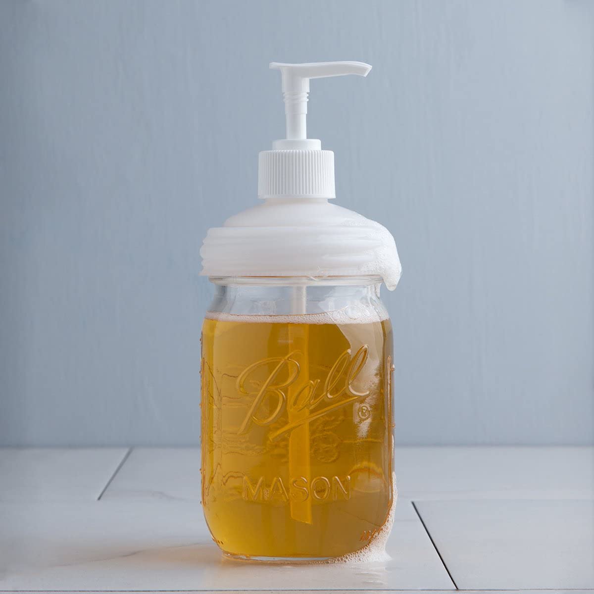 reCAP Mason Jar Pump Lid Soap and Condiment Dispenser | Regular Mouth | Natural | Made in The USA | Leak-proof | Freezer-proof