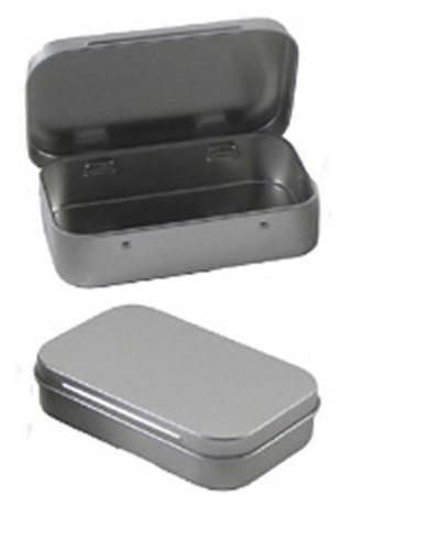 AKOAK 6 Pcs 3.7 x 2.3 x 0.8 Inches Rectangular Empty Hinged Tins Box Containers for First Aid Kit,Survival Kits,Storage,Herbs,Pills,Crafts and More