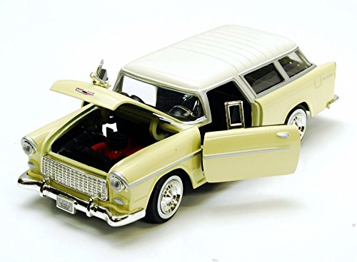 1955 Chevy Bel Air Nomad, Yellow - Motormax 73248 - 1/24 Scale Diecast Model Toy Car