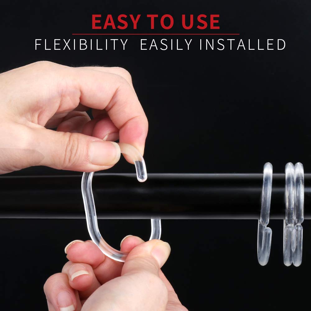 FANDAMEI 36 Pieces Shower Curtain Rings, Plastic Shower Curtain Hooks Hanger for Bathroom Shower Window Rod, C Shaped Shower Hooks for Shower Curtain