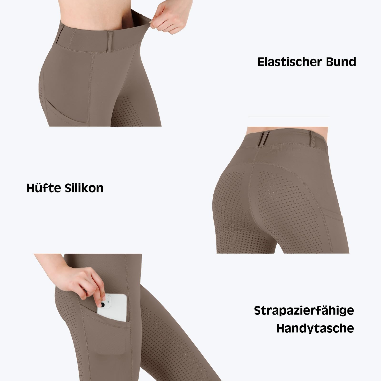 Women Riding Tights Pockets,Women Training Breeches Pants with Silicone Grip(Sand，S)