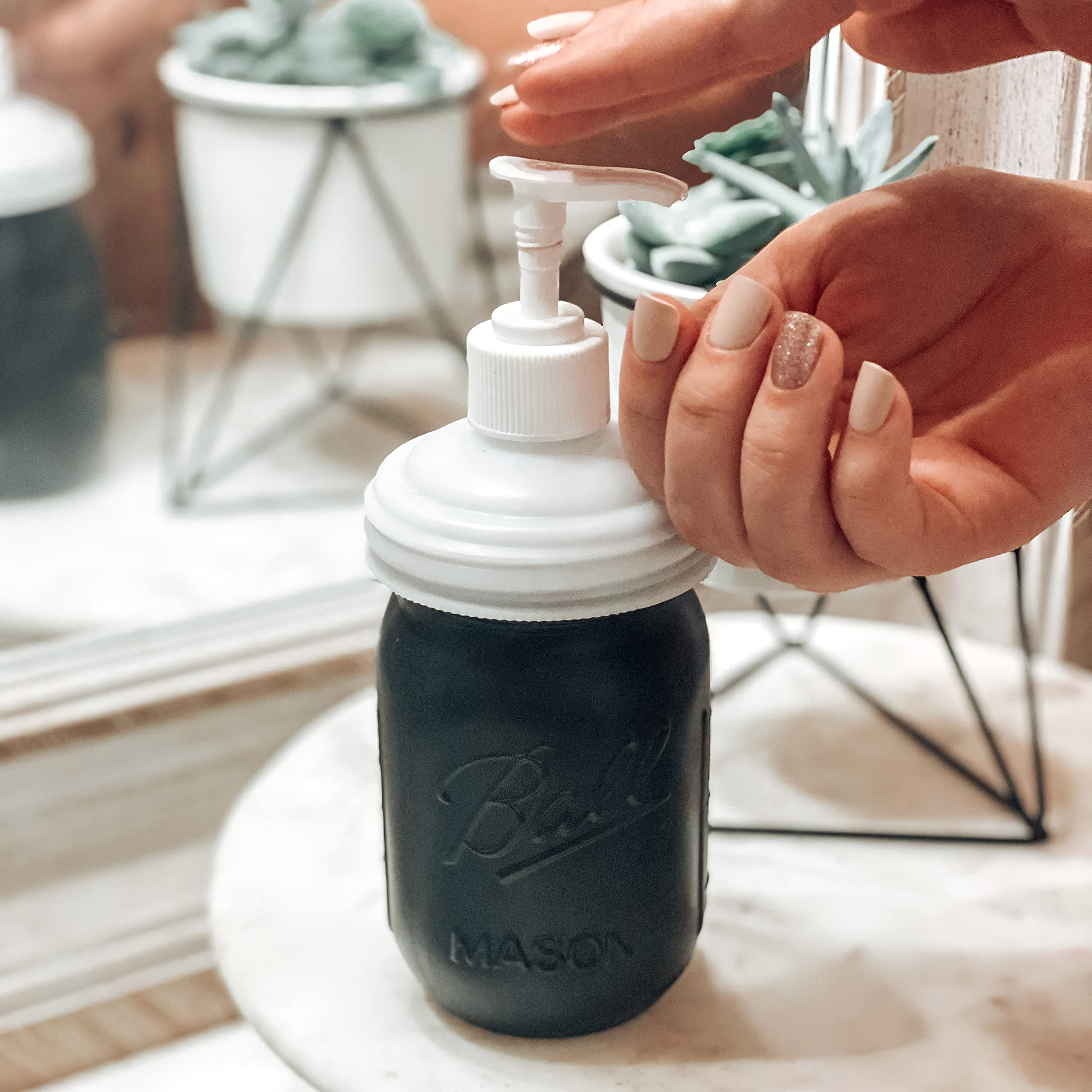 reCAP Mason Jar Pump Lid Soap and Condiment Dispenser | Regular Mouth | Natural | Made in The USA | Leak-proof | Freezer-proof