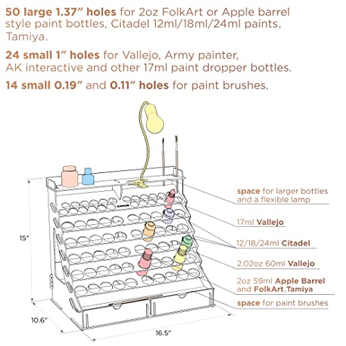 1 x Vallejo 105 holes + 1 x Modular 74 holes Paint Rack organizer