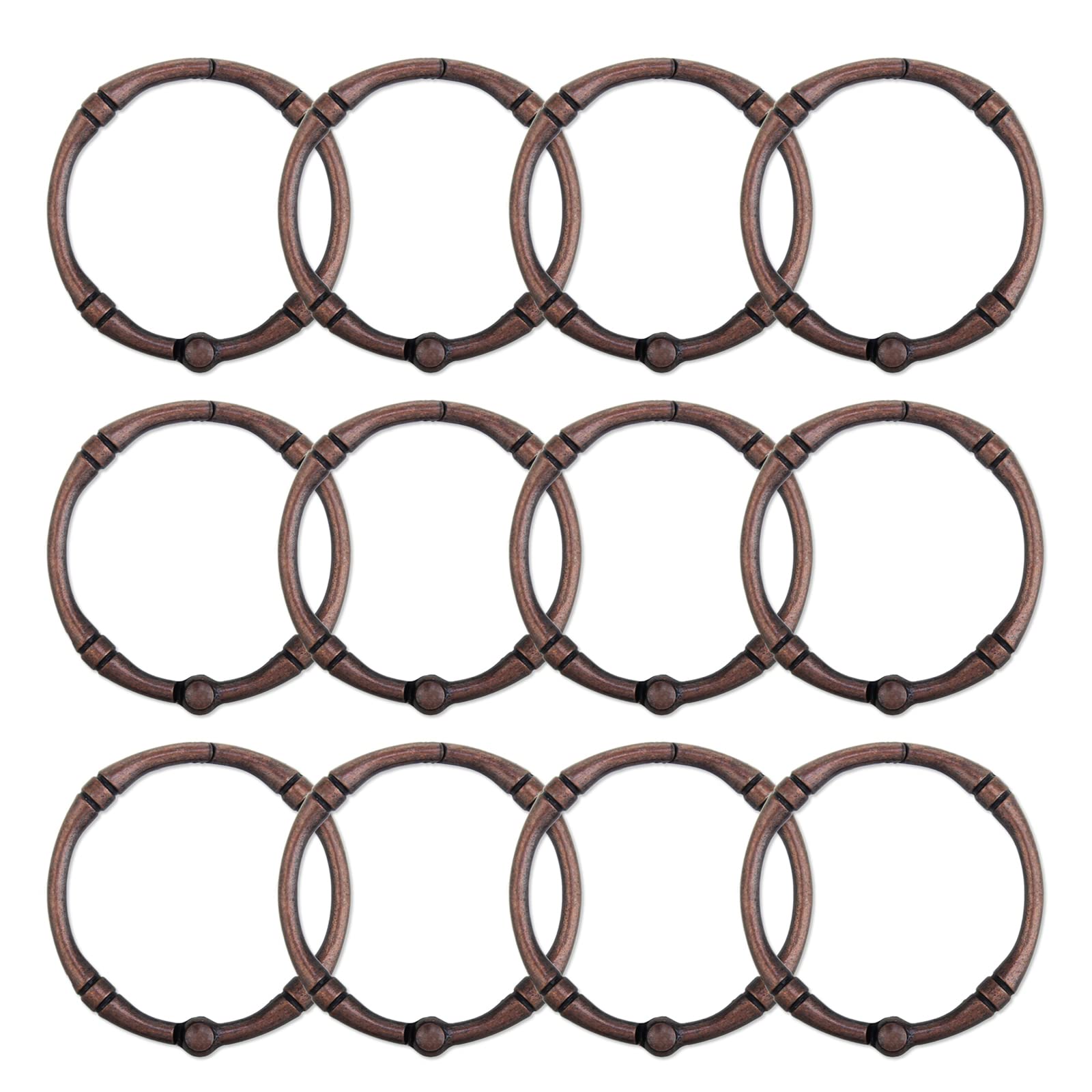 TCMAO Shower Curtain Hooks, Rustproof Decorative Shower Curtain Rings Metal Round Shower Hooks for Bathroom Shower Rod, 12 Pack (Oil Rubbed Bronze)