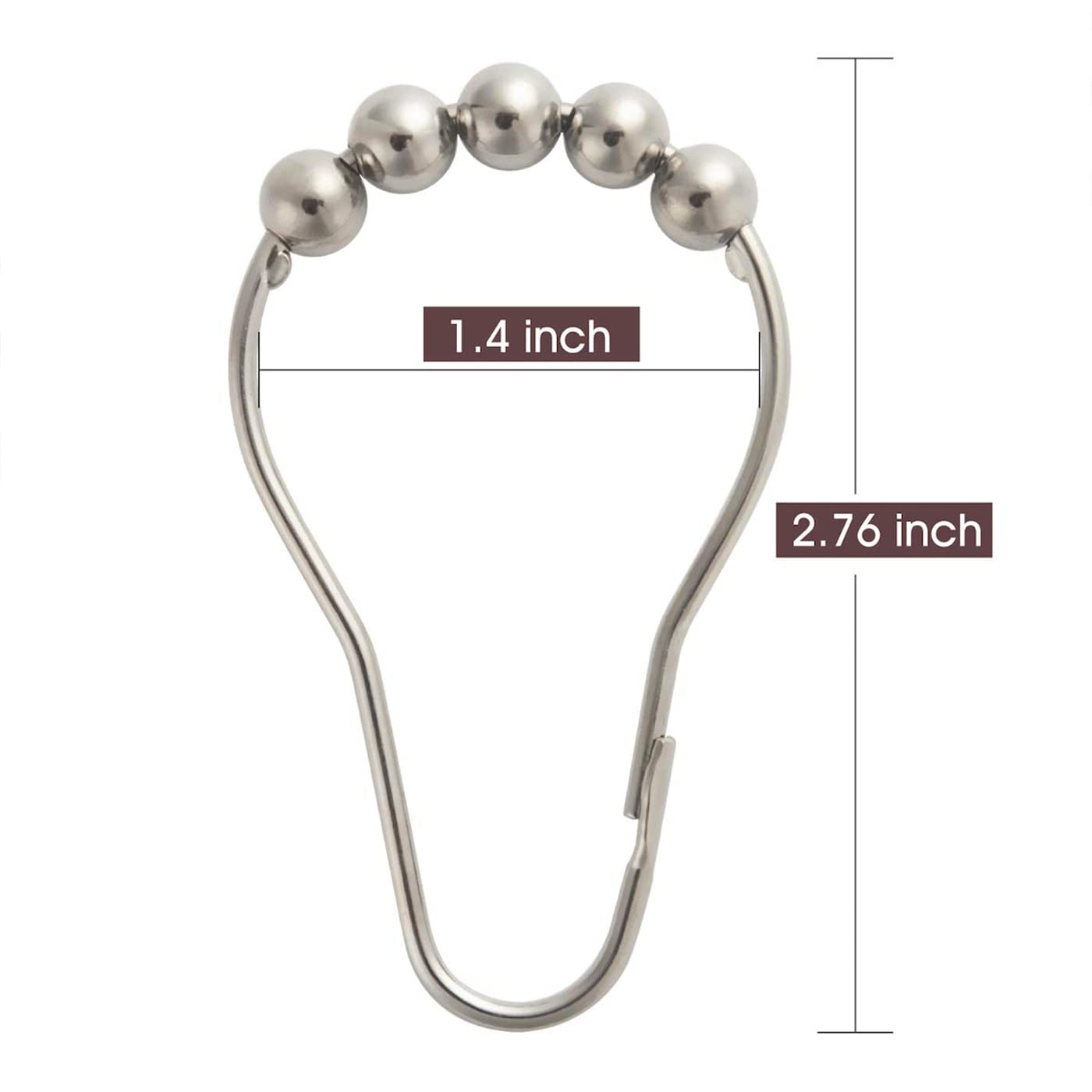DadyMart Shower Curtain Rings, Rust Resistant Metal Shower Curtain Hooks, Set of 12 Hooks for Bathroom Shower Rods Curtains, Nickel