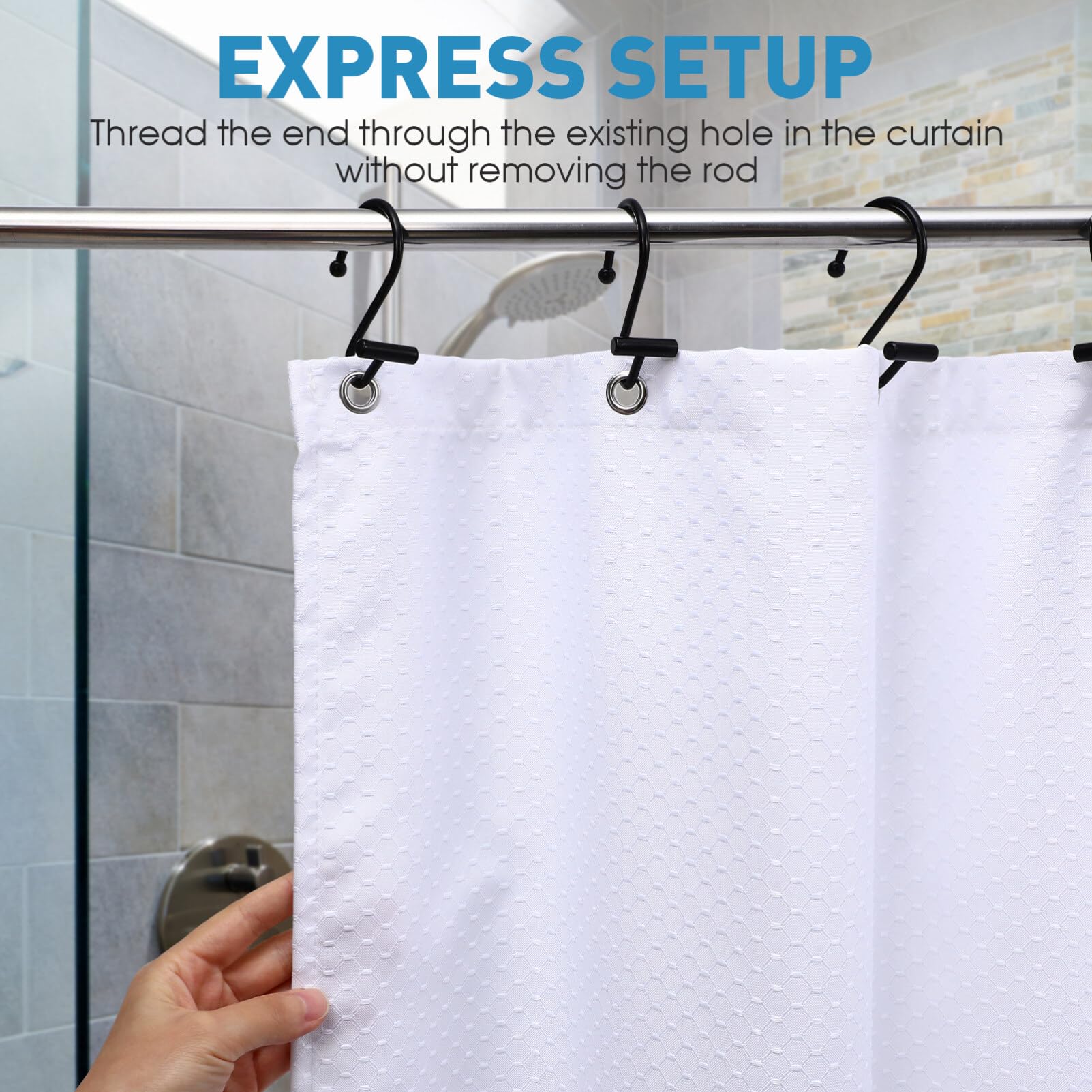 Lurrose 12Pcs Shower Curtain Hooks, Shower Curtain Rings Metal Shower Curtain Hooks for Bathroom Shower Kitchen Bedroom
