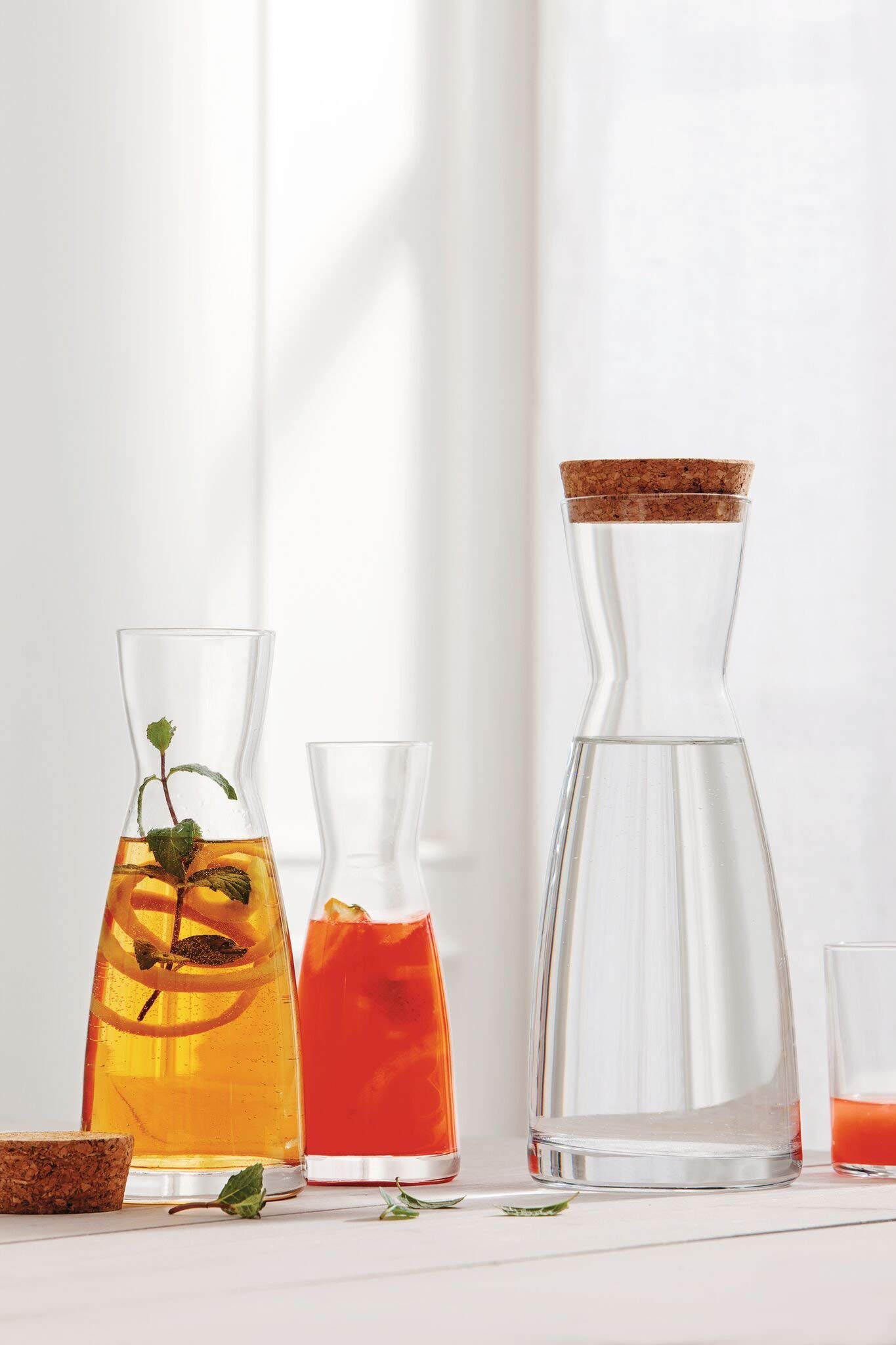 Bormioli Rocco Ypsilon Cork Top Carafe Ounce, 1 Liter, Clear