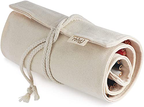 Premium Canvas Roll-Up Pencil Wrap Case Fits 50 Colored Pencils - Pencils not Included