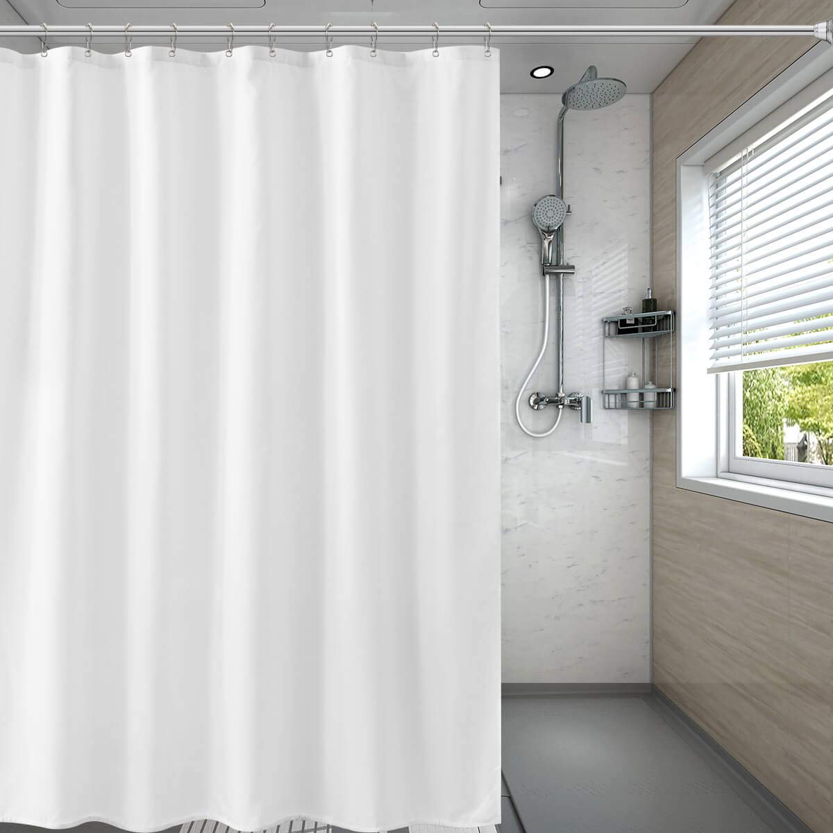 DadyMart Shower Curtain Rings, Rust Resistant Metal Shower Curtain Hooks, Set of 12 Hooks for Bathroom Shower Rods Curtains, Nickel