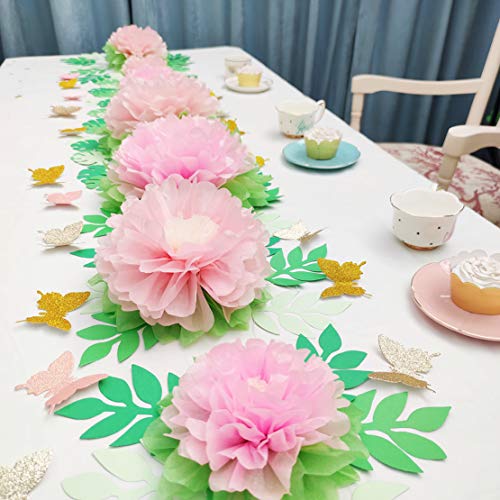 Mybbshower Green Paper Leaf Garland for Spring Party Backdrop 30 Ft Banner Birthday Wedding Decoration