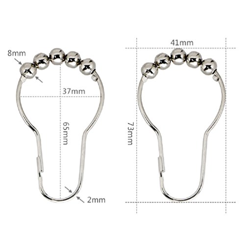 Bathroom Curtain Hooks Rustproof Steel Polished Chrome Shower Curtain Rings Set of 12
