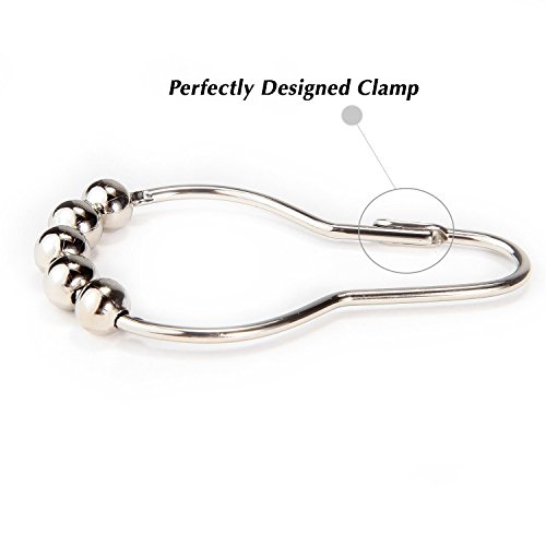 Bathroom Curtain Hooks Rustproof Steel Polished Chrome Shower Curtain Rings Set of 12