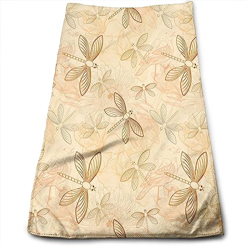 Moruolin Animal Hand Towels,Birds and Dragonflies,Ultra Soft and Highly Absorbent Towels for Bathroom, Gym, Shower, Hotel,Spa Brown Orange - 16 x 27.5in