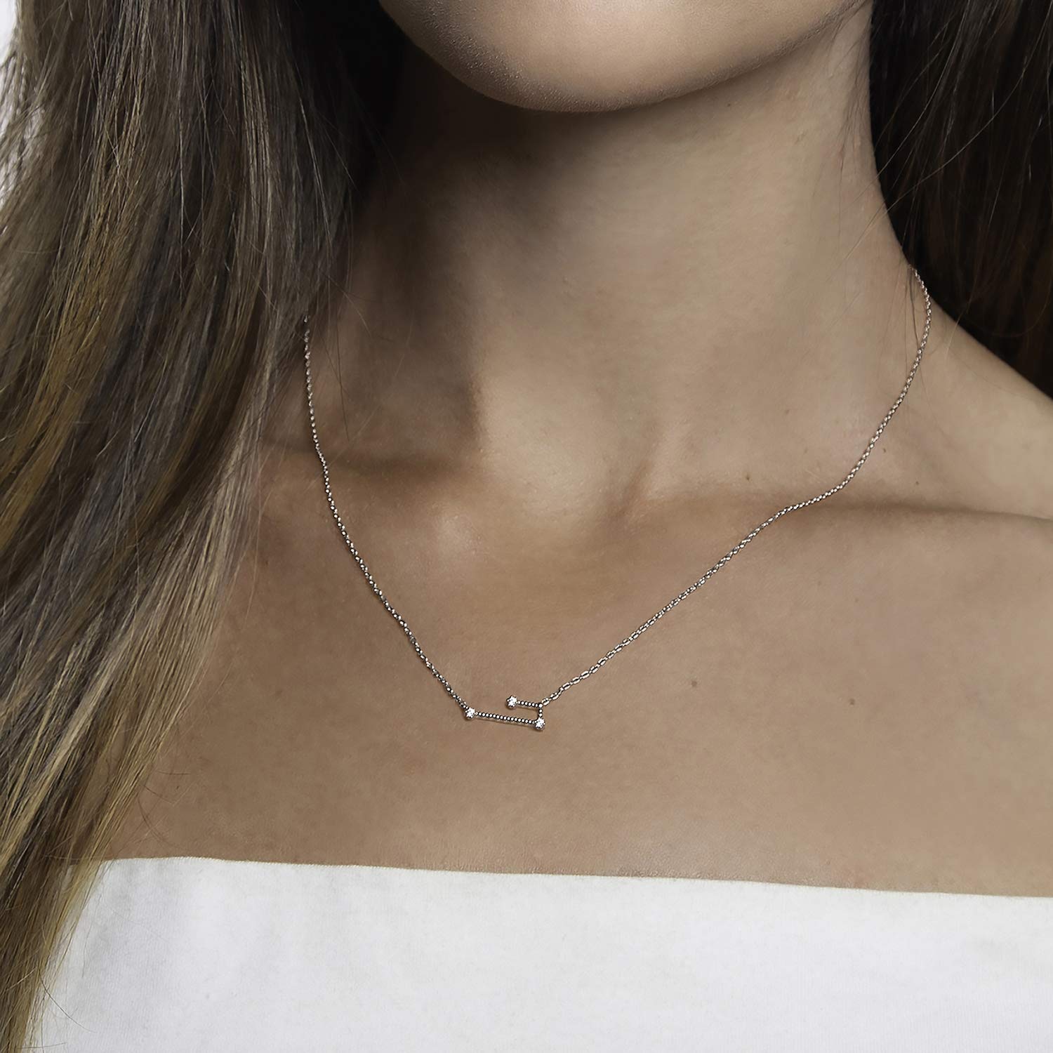PAVOI 14K White Gold Plated Astrology Constellation Horoscope Zodiac Necklace 16-18" - Taurus