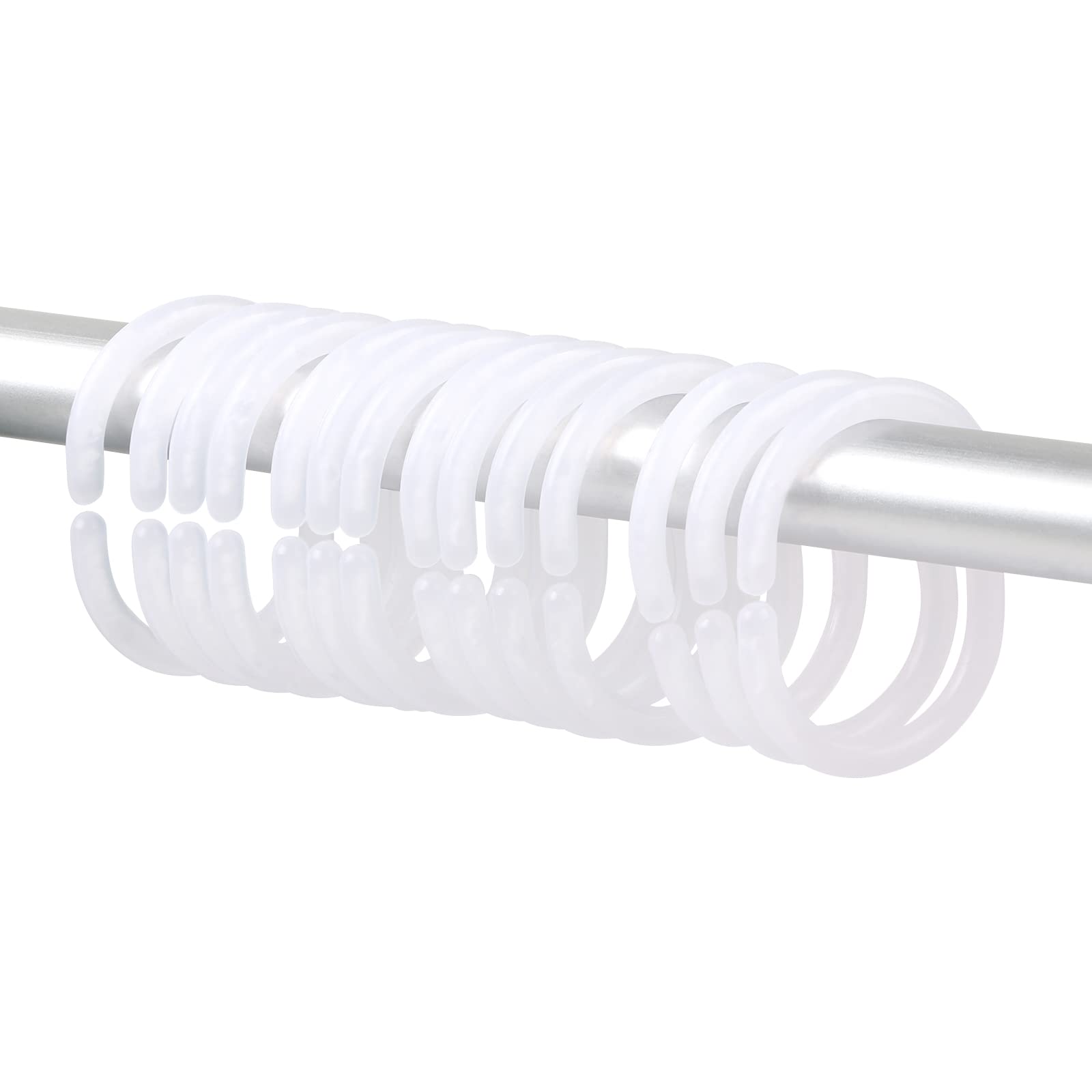 MIDELONG 50 PCS Plastic Shower Curtain Rings, Clear Shower Curtain Hooks, C-Shaped Rings Hook Hanger for Bathroom Shower Curtain Window Rod