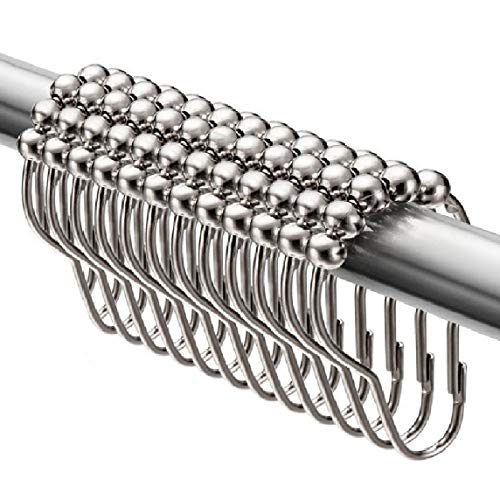 Bathroom Curtain Hooks Rustproof Steel Polished Chrome Shower Curtain Rings Set of 12